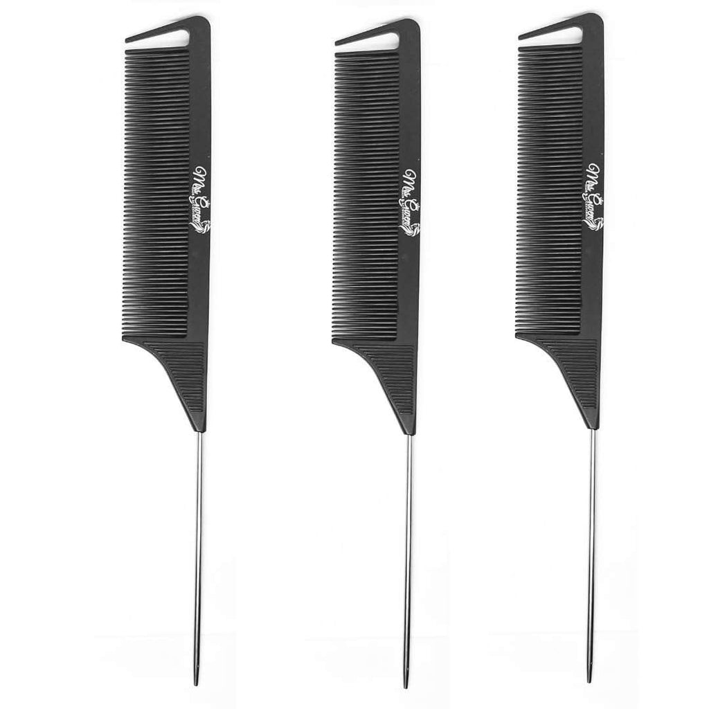 Hook Pin Tail Carbon Combs Rat Tail Stainless Steel Loc Comb – Mrs Gwen ...